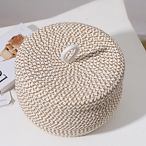 MARURY Round Basket with Lid for Storage, Decorative Basket Cotton Rope Woven Basket with Lid Living Room Bedroom Basket