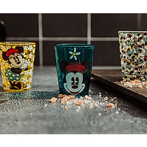 Silver Buffalo Disney Vintage Minnie Mouse 4 Pack Mini Glasses Set, 1.5 Ounce