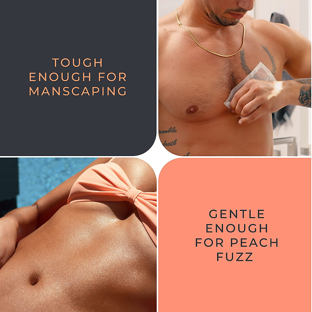 The Luxe Peach Hair Removal Wax Strips, 40 count - Vegan Wax Strips for Body & Face with Coconut & Rosehip Oils - Bikini Wax Strips - Long Lasting Results for Men, Women, and Teens