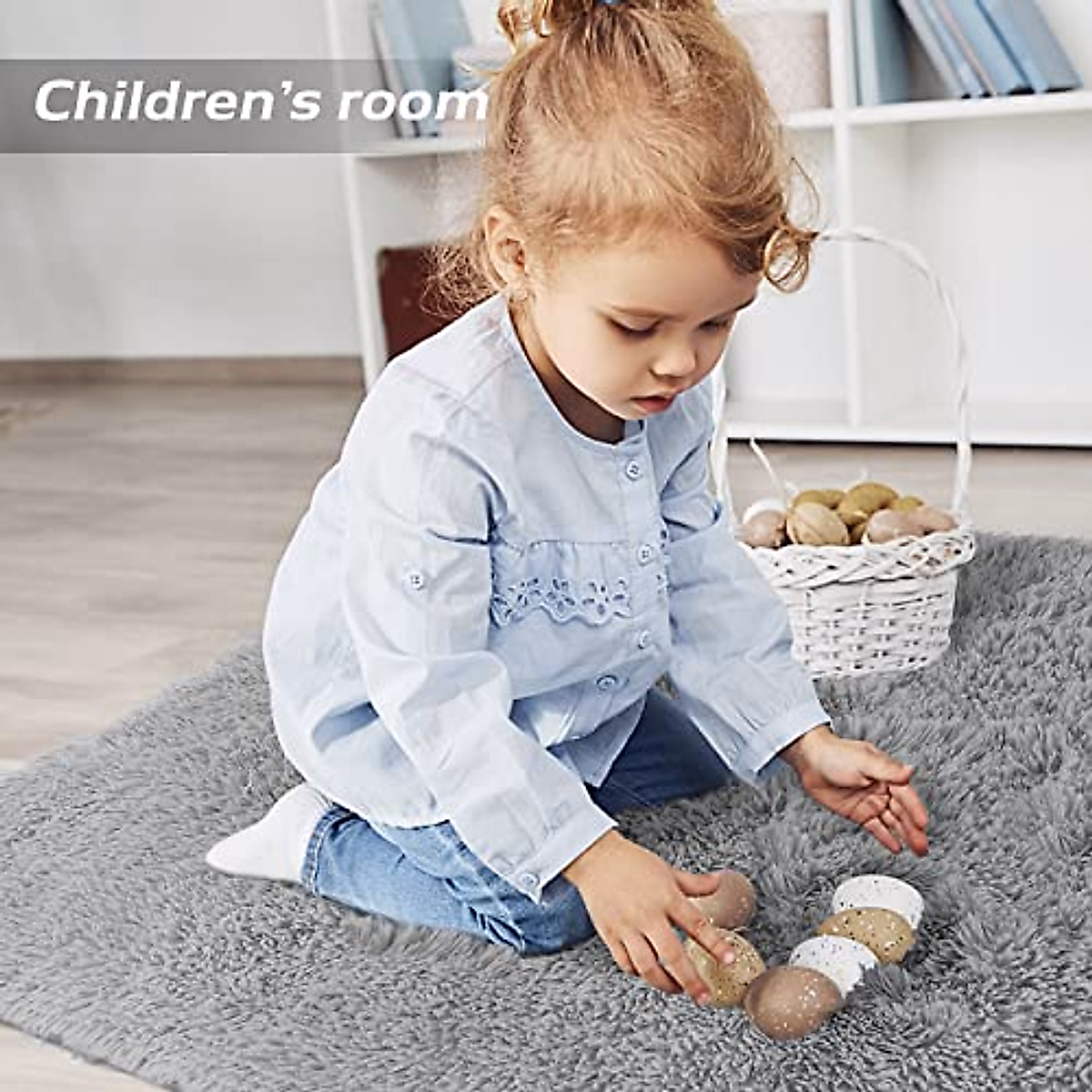 REDASW Soft Shaggy Rugs，4x6 Feet Area Rug，Anti-Skid Fluffy Carpets for Bedroom Living Room, Fuzzy for Kids Baby,Nursery, Dorm Shag Rugs for Girls Boys,Teen's Room,Grey