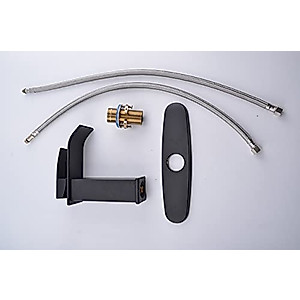 Klabb S16 Black Waterfall Spout Bathroom Faucet,Single Handle Bathroom Vanity Sink Faucet, Rv Lavatory Vessel Faucet Basin Mixer Tap with Deck Plate, Solid Brass/Matte Black