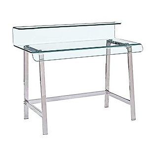 SMARTIK Modern Computer Desk Thicken Glass Desk for Small Spaces, Writing Desk Workstation Office Desk, Easy Assembly Writing Computer Desk for Home (S-Desk-002)