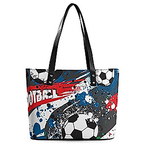 Womens Handbag Football Sport Leather Tote Bag Top Handle Satchel Bags For Lady