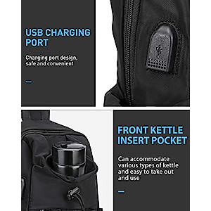 Black Sling Crossbody Bag for Men Women, Tactical Backpack Shoulder Daypack Mini Anti-Theft Cross Body Motorcycle Chest Bags, Small One Strap Backpack for Casual Travel Hiking Outdoor Sports
