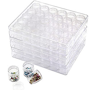 JOIKIT 5 Pack 30 Grids Diamond Painting Storage Containers with 3 PCS Label Stickers, 5D Diamond Painting Box, Bead Organizer with Lid for Nail Diamonds, Jewelry, DIY, Cosmetics