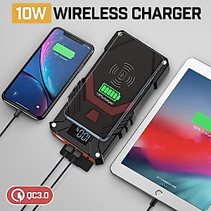 BIUBLE Car Jump Starter, 2500A Peak 12V Auto Booster Battery Pack Jump Box(Up to All Gas or 8.0L Diesel Engine, 50 Times) Jump Starter with 10W Wireless Charger Smart Jump Cables