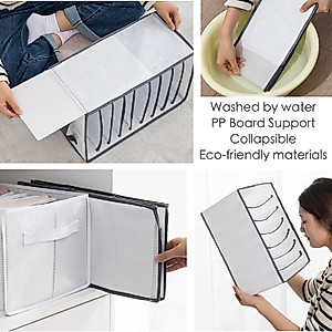 2PCS Wardrobe Clothes Organizer with Support Board Foldable 7 Grids Pants Organizer Washable Drawer Clothes Organizer for Clothes Legging Jeans T-Shirt Scarves