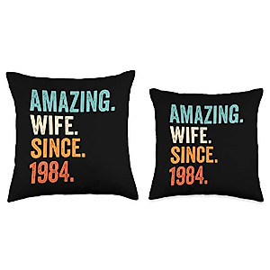 39th wedding anniversary gifts for her Amazing Wife Since 1984 | 39th Wedding Anniversary Throw Pillow, 16x16, Multicolor