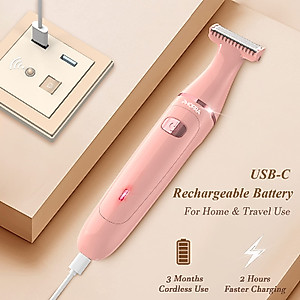 Electric Razor for Women Legs Bikini - Rechargeable Lady’s Shaver and Trimmer with Unique One Ultra-Thin Blade Design, Quickly Remove Hair in One Pass