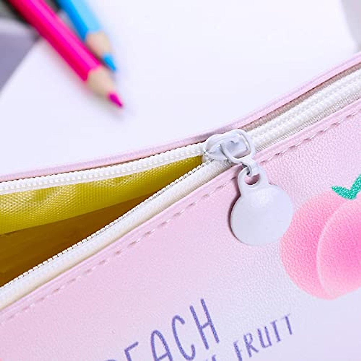 Fabric Pencil Pouch For Girls Pencil Bags With Zipper For Cute School Large Pencil Case ，For Women Teens Girls Adults Student Big Capacity Grid Pencil Case For Teen Girls (A-Peach pencil case)