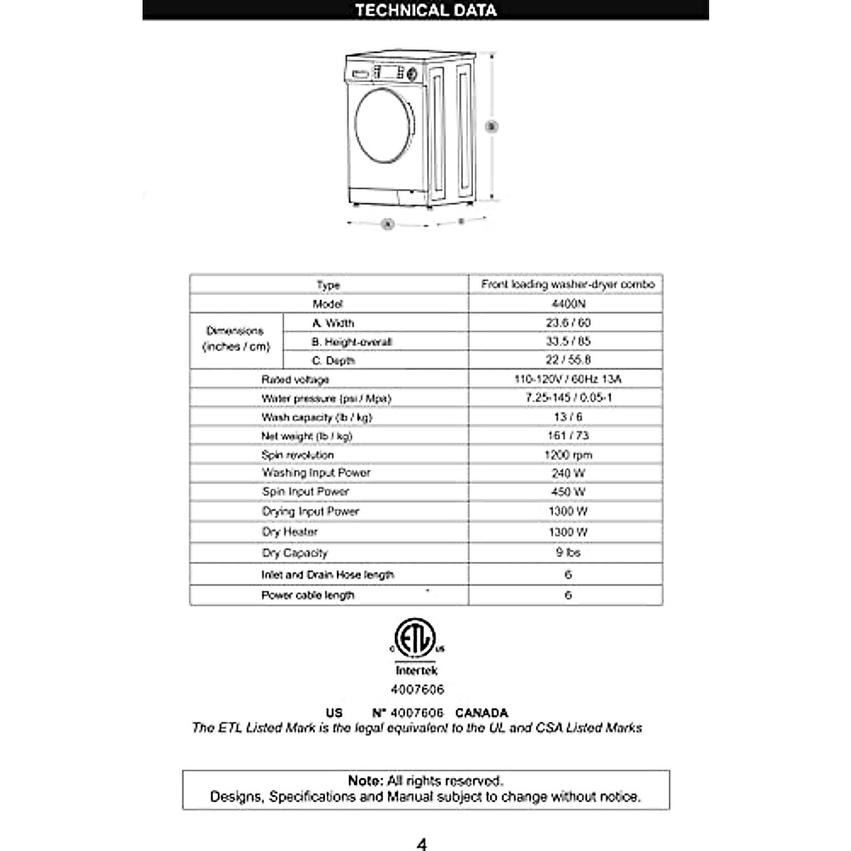 Equator Ver 2 Pro 24" Compact Combo Washer Dryer Vented/Ventless 1200 RPM Silver
