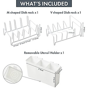 Better Things Home BTH Dish Racks Set - 2 Dish Racks & 1 Removable Cutlery Holder - Compatible with BTH Tri-fold Silicone Drying Mat
