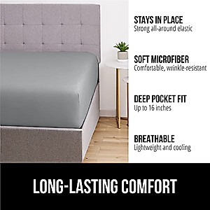 Gorilla Grip Laundry Basket and Fitted Bed Sheet, Laundry Bag Size 82L in Gray, Easy Carry Handles, Bed Sheet Size Twin in Gray, Shrink Resistant Deep Pocket, 2 Item Bundle