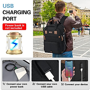 SINVICKO 15.6 Inch Laptop Backpack for Women Men Work Laptop Bag Large Capacity with USB Port,Waterproof Purse Backpacks Teacher Nurse TSA Travel Bags Casual Daypacks for School,College,Business,Black