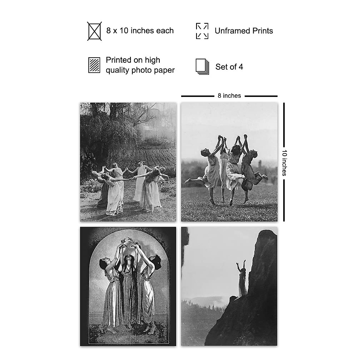 Pagan Decor - Wicca Wiccan Decor - Faerie Goddess Witch Decor - Witchcraft Supplies Accessories - Gothic Home Decor - Goth Wall Art Set - Pagan Gifts - Black Magic, Alchemy, Occult, Mysticism