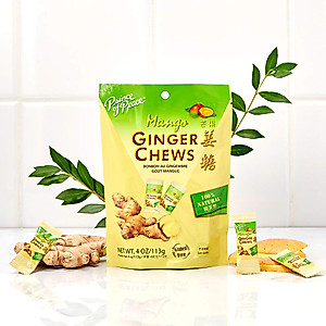 Prince of Peace Ginger Chews With Mango, 4 oz. – Candied Ginger – Mango Candy – Mango Ginger Chews – Natural Candy – Ginger Candy