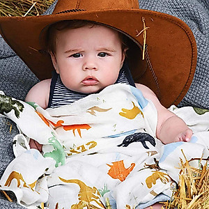 Aenne Baby, 4-Layer Muslin Toddler Crib Blanket for Boys, Warm and Hypoallergenic Extra Soft Wrap for New Borns and Infants, Dinosaur Dino Print, Large 47"x 47", 1 Pack