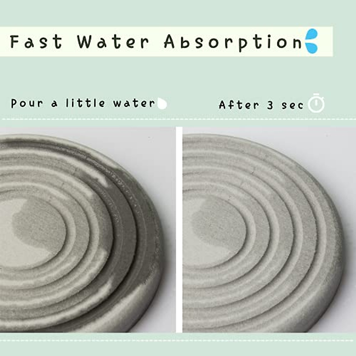 Skylarlife Absorbent Diatomite Coaster for Drinks and Plants Fast Water Absorption in Seconds, Odorless Diatomaceous Earth Non-Slip Insulation Protect Table Countertop from Damage Minimal Set of 4