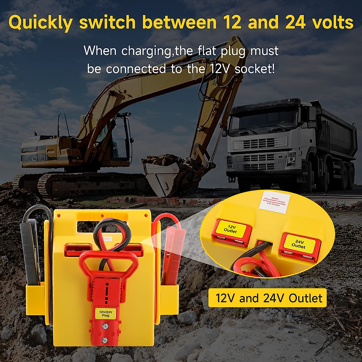 Colvxkun 2800/1400 Peak Amp 12V/24V Jump Starter,Can Start Trucks, excavators, transporters and Other Heavy Vehicles.Auto Battery Booster,Power Station with DC/USB Outputs,LED Work Light