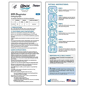 BNX N95 Mask NIOSH Certified MADE IN USA Particulate Respirator Protective Face Mask, Tri-Fold Cup/Fish Style, (20-Pack, Approval Number TC-84A-9362 / Model F95W) White