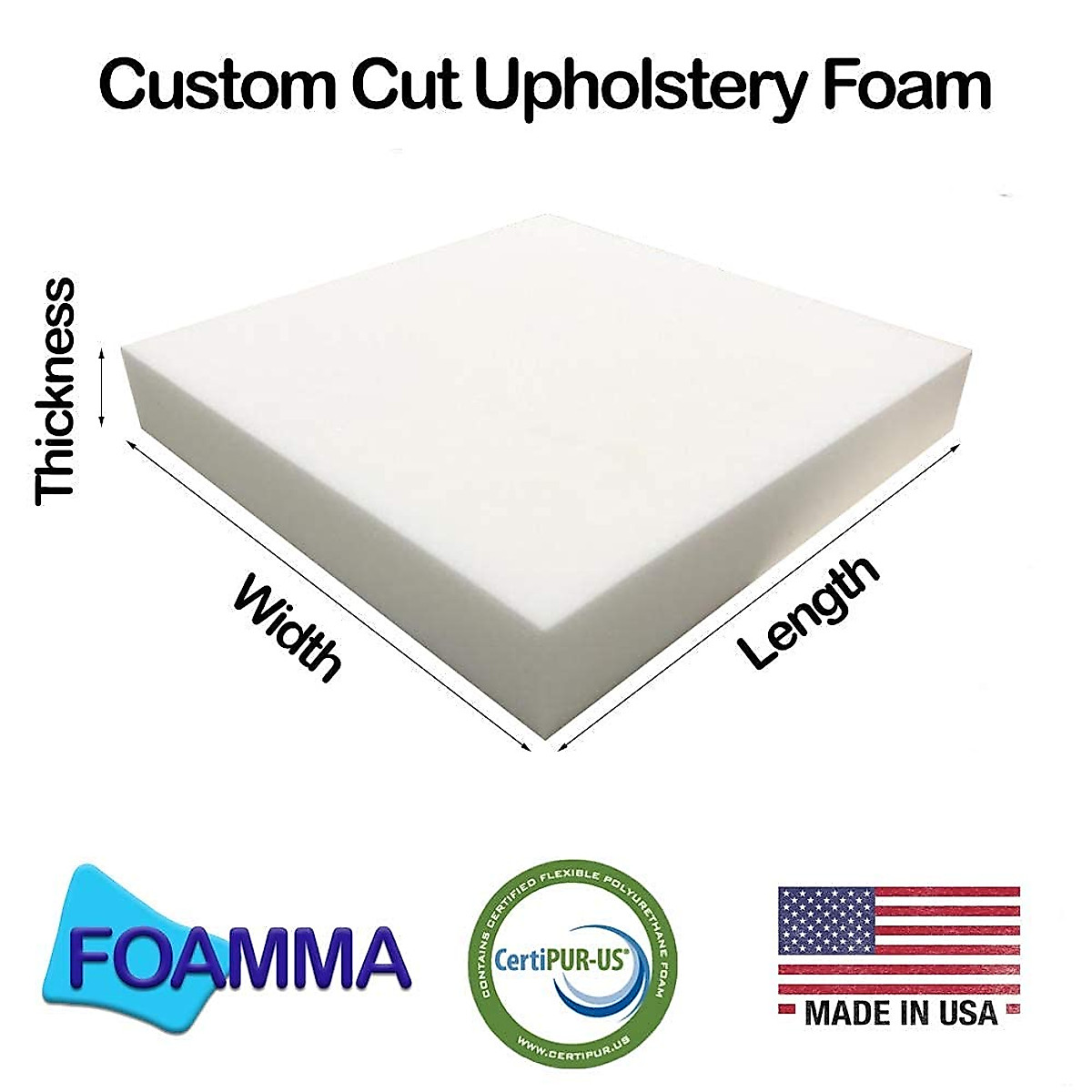 Foamma Custom Cut Mattress 3” x 40” x 68” Water Resistant Memory Foam RV Bunk Mattress, Firm High Density Foam Base, Water Resistance Cover.