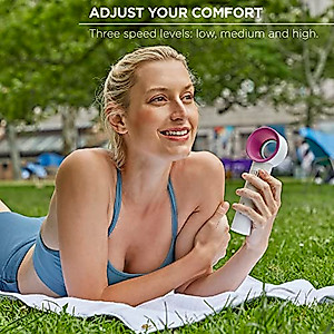 Merkury Innovations Whirlwind Personal Cooling Fan, No Blades, Rechargeable with USB Cable, Mini Bladeless Fan for Travel, Handheld or Hands-free, Pink