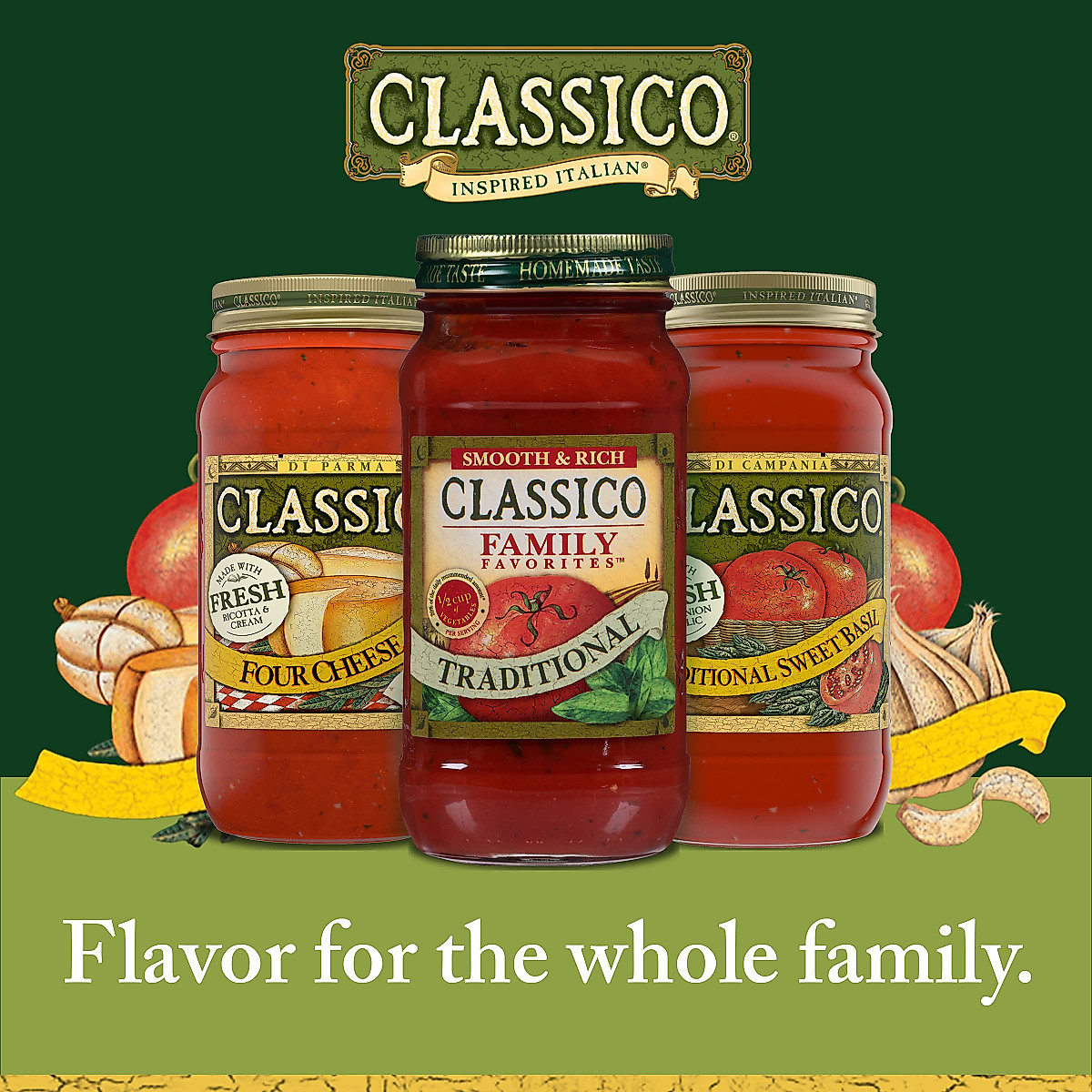 Classico Family Favorites Traditional Pasta Sauce (24 oz Jars, Pack of 8)