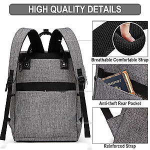 VASCHY Laptop Backpack, Vintage Water Resistant Anti-theft Travel Backpack for Men and Women 15.6inch with USB Charging Port Charcoal Gray