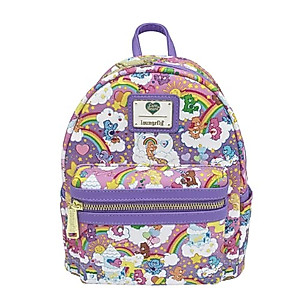 Loungefly Exclusive Care Bears Rainbow All Over Print Double Strap Shoulder Bag
