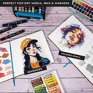 illo Sketchbook 8’’ x 8’’ Square Hardcover High-Quality Sketch Book, (112lb/180gsm) Heavyweight Paper, Ribbon Marker, Back Pocket, Lays Flat, Minimal Bleed, Vegan, for Artists & Beginners