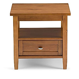 SIMPLIHOME Warm Shaker SOLID WOOD 20 inch wide Rectangle Rustic End Side Table in Light Golden Brown with Storage, 1 Drawer and 1 Shelf, for the Living Room and Bedroom