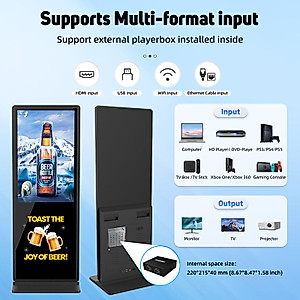 YCKJNB 49 inch Indoor Digital Signage 2K Touchscreen IPS Floor Standing Digital Kiosks Interactive Displays with WiFi HDMI/USB Input Auto AD Player, Android OS Black