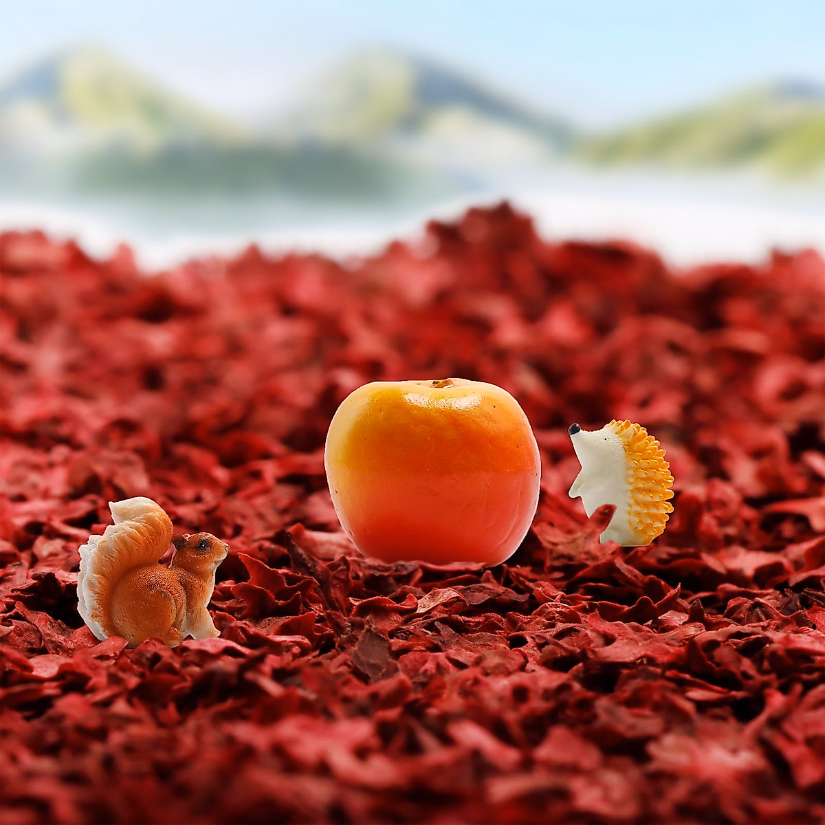 Warmtree 4 Pack Miniature Leave Realistic Miniature Leaves Simulation Leaves for DIY Model Railway Fairy Garden Diorama Supplies Christmas Thanksgiving Village Accessories