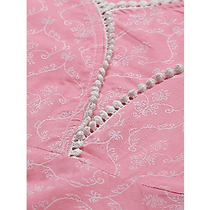 Yash Gallery Women's Cotton Floral Print Anarkali Kurtis (Light Pink)