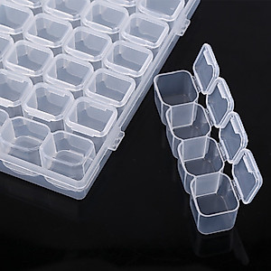 Clear Plastic Jewelry Beads Medicine Pill Box Organizer Storage Container Nail Art Rhinestone Storage Box with Removable Adjustable Dividers Case 28 Grids
