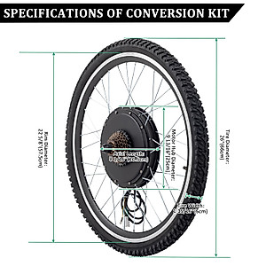 Ktaxon Electric Bike Conversion Kit, 48V 1000W Ebike Conversion Kit, 26" E-Bike Conversion Kits with PAS, LCD Display, Aluminum Alloy Frame and Gearless Hub Motor(Rear Wheel w/Flywheel)