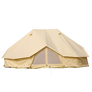 UNISTRENGH UNISTRENGH Large Luxury 6M Cotton Canvas Camper Tent Waterproof Bell Tent with 3 Doors for 8-12 People Camping,Hiking and Family Party