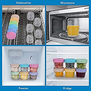 WILLDAN 24-Pack Glass Baby Food Storage Containers - 4 oz Baby Food Storage Jars with Lids, Baby Food Maker, Microwave, Dishwasher & Freezer Safe
