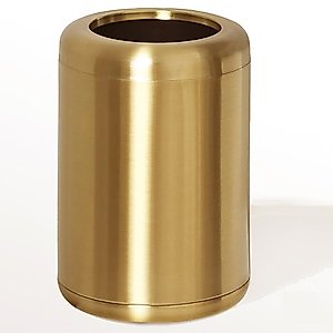 LEASYLIFE 8L/2.1gal Brushed Nickel Gold Trash Can,Small Gold Trash Can,Brass Trash Can for Bathroom,Powder Room,Bedroom,Office (Gold)
