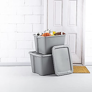 18 Gallon Storage Tote Box, Plastic Storage Bin Tote Organizing Container With Durable Lid, Stackable and Nestable Snap Lid Plastic Storage Bin, Set of 8
