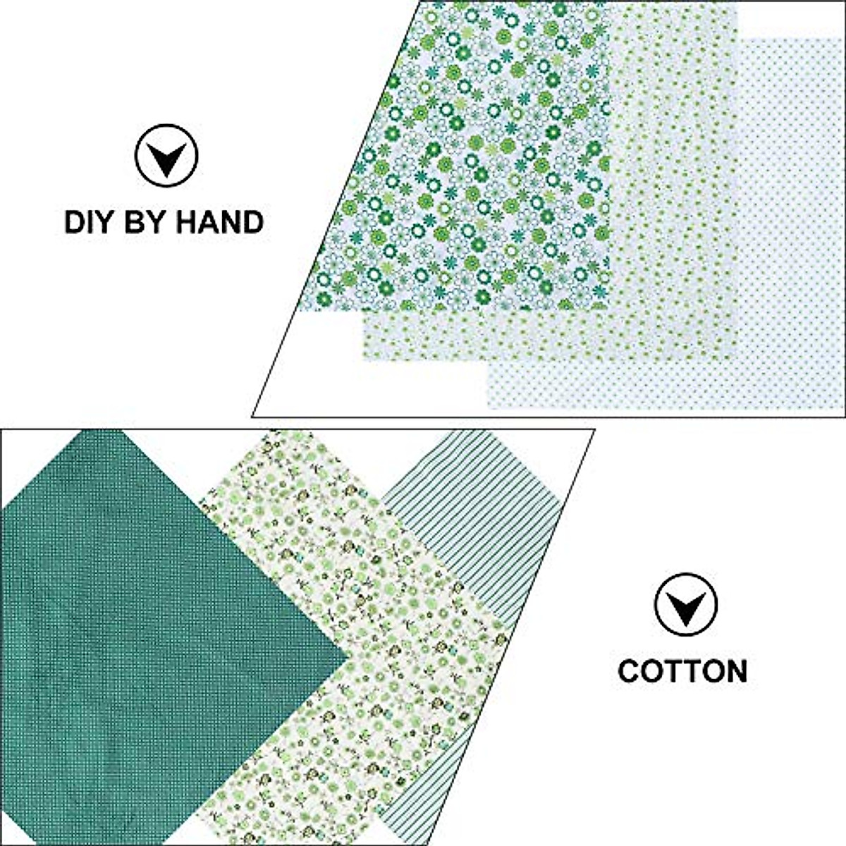 VALICLUD 7pcs St Patricks Day Cotton Fabric Bundle Irish Shamrock Squares Quilting Patchwork DIY St Patricks Day Crafts Scrapbooking