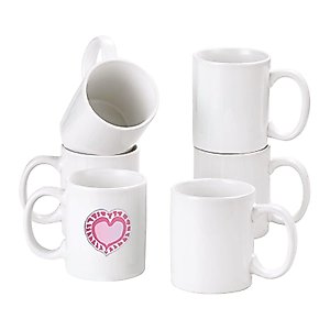 Cutiset 11 Ounce Ceramic Plain White Mugs,White Ceramic Mug,Sublimation Mugs, Bulk Mugs,Set of 6