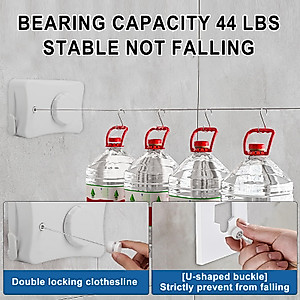 Retractable Clothesline Indoor, 16 Feet Outdoor Clothesline 44Lb Load Capacity Retractable Heavy Duty Clothes Laundry Line Wall Mounted Stainless Steel Line