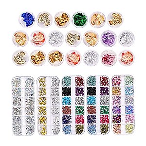 12 Grids Nail Sequins Mixed Nail Glitter Flakes Nail Rhinestone Colorful Nail Foil DIY Design Manicure Decorations Sets Glitter Sequin Nail Decoration Nail Accessories for Nail Art