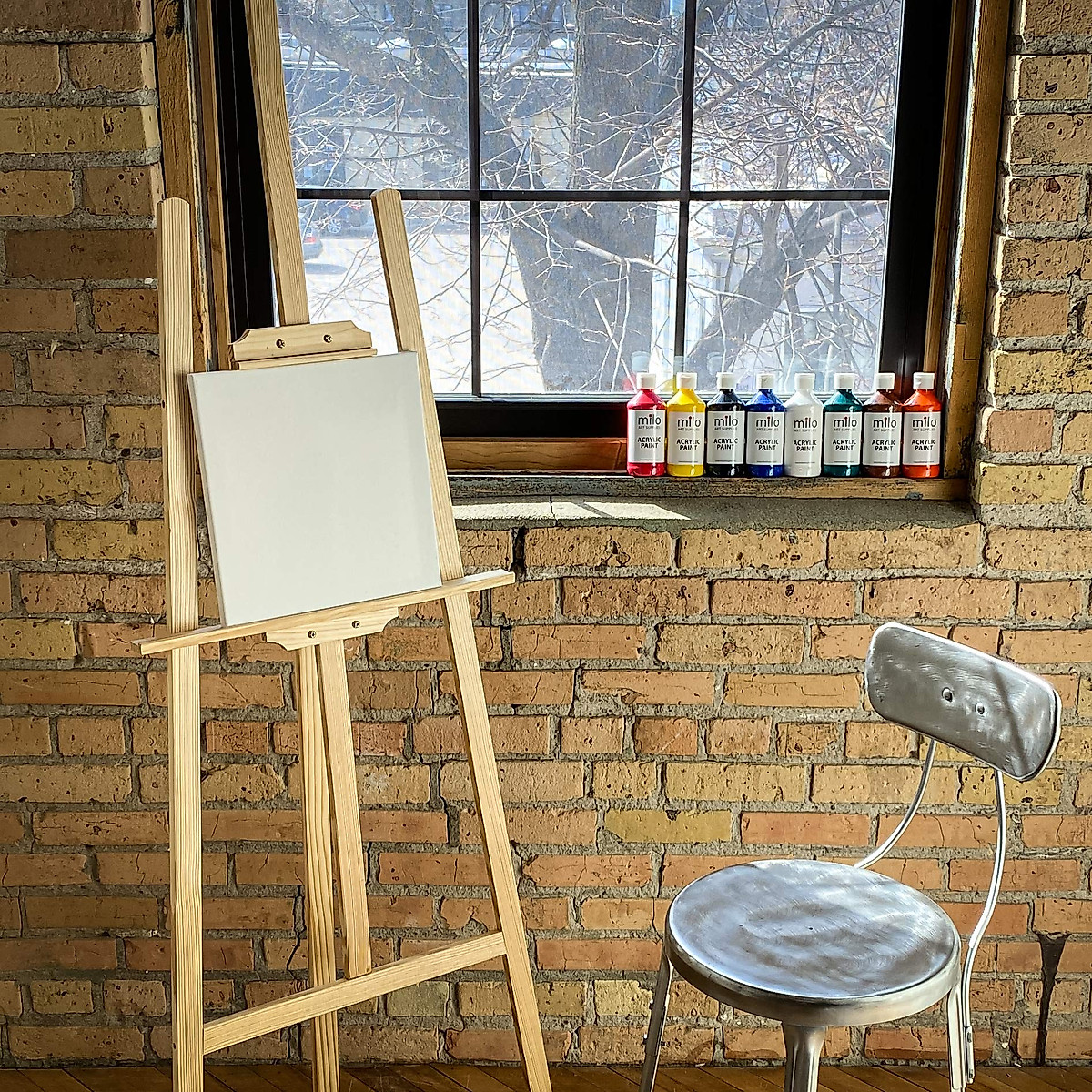 milo Stretched Artist Canvas | 12x12 inch | Value Pack of 8 Canvases for Painting, Primed & Ready to Paint Art Supplies for Acrylic, Oil, Mixed Wet Media, & Pouring, 100% Cotton with Pine Wood Frame