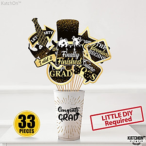 KatchOn, Black Graduation Photo Booth Props 2024 - Pack of 33 | Grad Photo Props, Black and Gold Graduation Photo Props | Graduation Props for Photoshoot 2024, Graduation Decorations Class of 2024