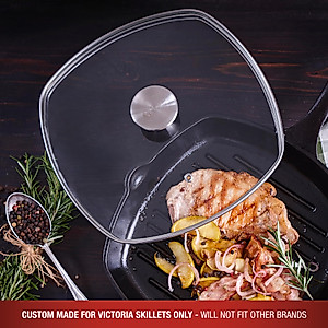 Victoria Square 10-Inch Glass Lid for Cast Iron Skillet or Pan, Custom Made for Only Victoria Brand, Diameter 9.7-Inch