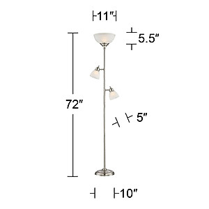 360 Lighting Ellery Modern Tree Torchiere Floor Lamp Standing 3-Light 72" Tall Brushed Nickel Silver Frosted White Glass Shade Decor for Living Room Reading House Bedroom Office
