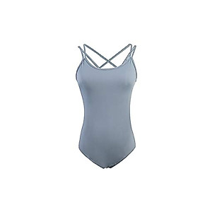 Cuulrite Ballet Leotards for Women with Bra, High Cut Camisole Nylon Dance Leotard/Aerial yoga Outfit, Grey