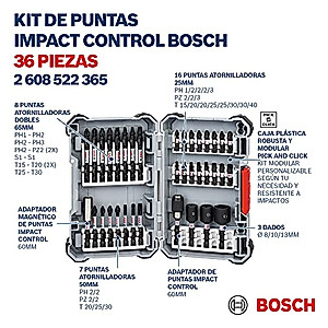 Bosch Professional 36 pieces Impact driver Bit Set (Impact Control, Pick and Click, Accessories for Impact Drivers)